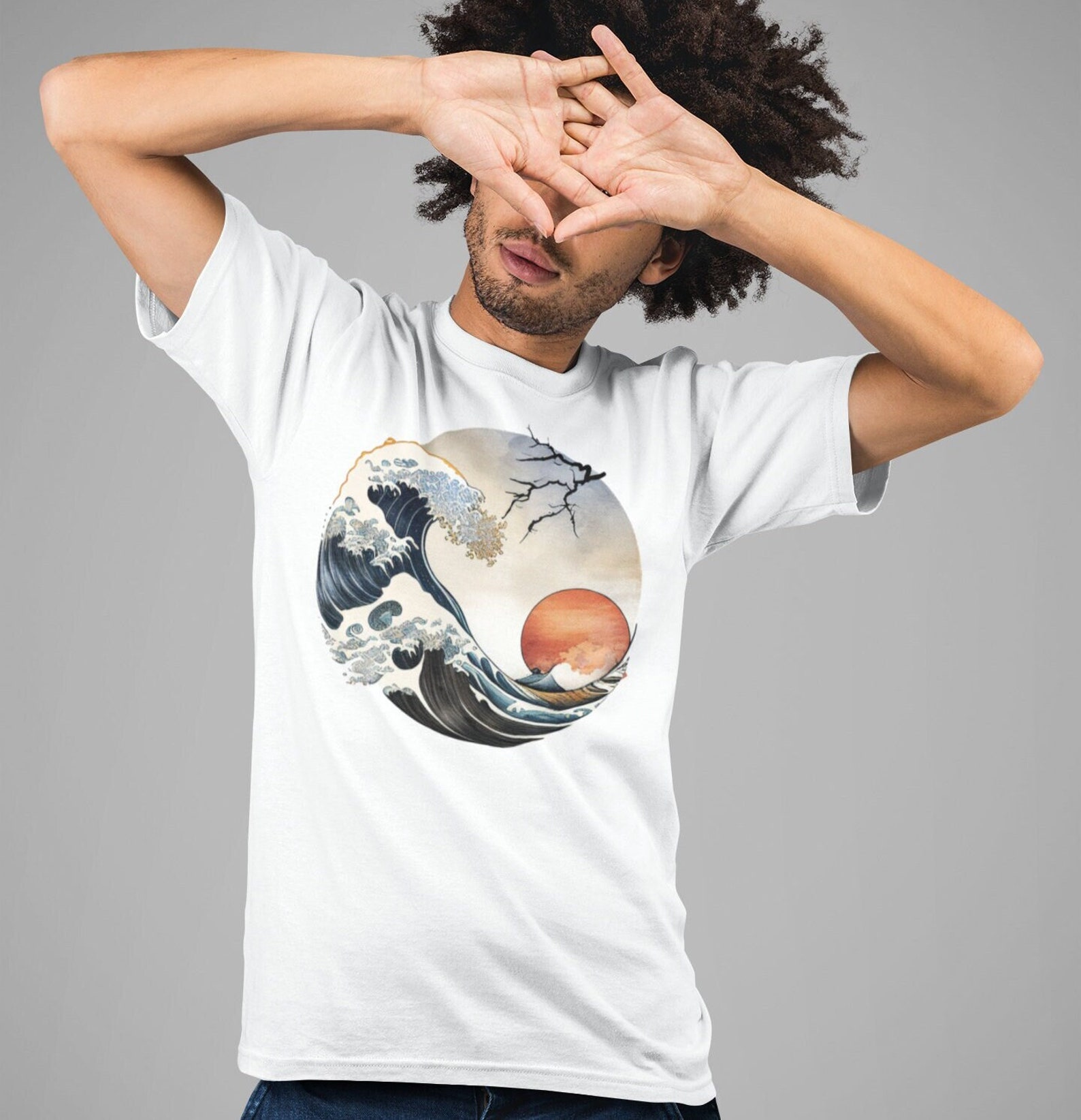JAPANESE ART SHIRT, Kanji T-shirt, Wave off Kanagawa Katsushika Hokusai ...