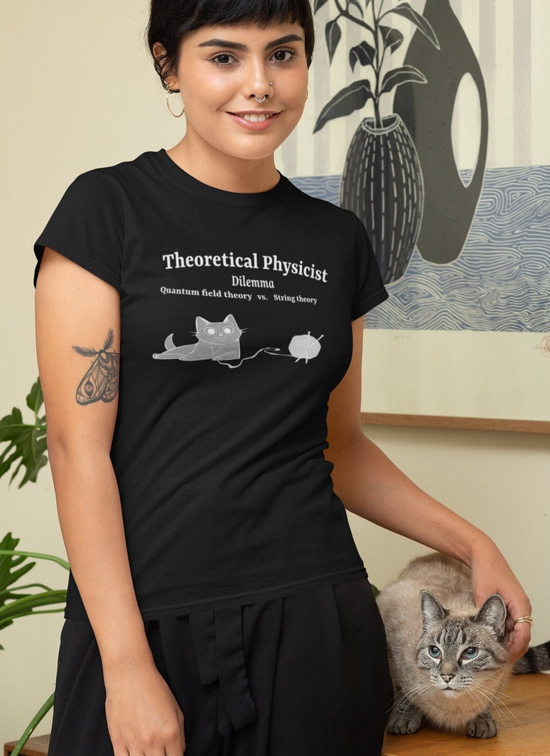 Science Women Shirt With Schrödinger Cat String Theory Vs. Quantum ...