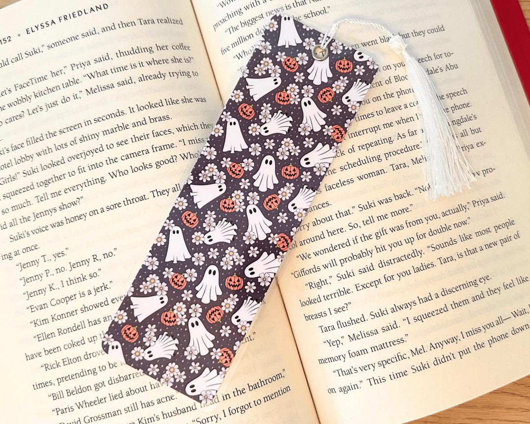 Halloween Floral Ghost Bookmark, Handmade Bookmark, Pumpkin, Book Lover ...