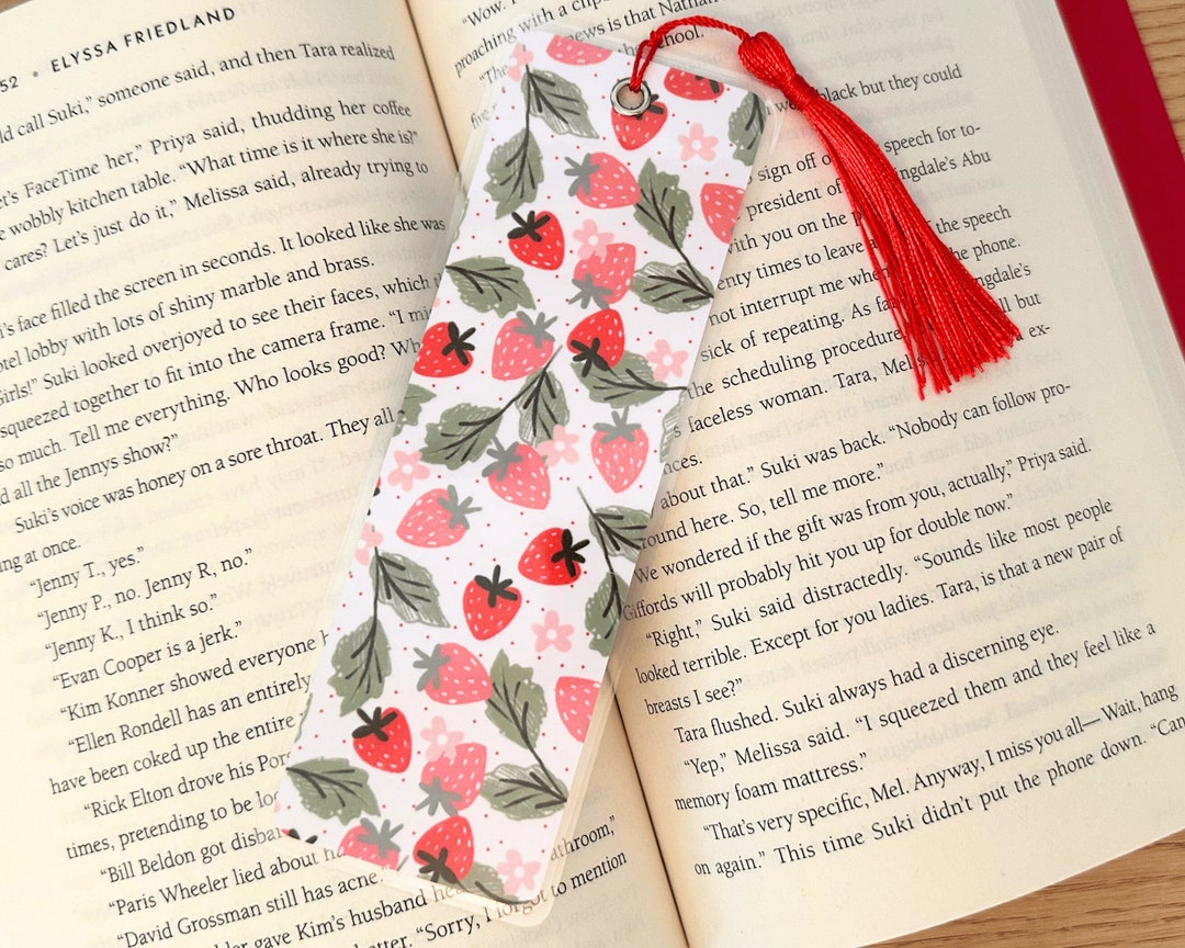 Strawberry Bookmark, Handmade Bookmark, Floral, Bright Bookmark, Book ...