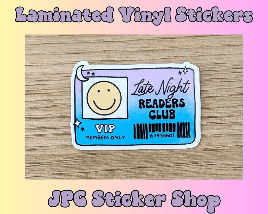 Late Night Readers Club, Book Sticker, Stickers for Laptop, Book Lover ...