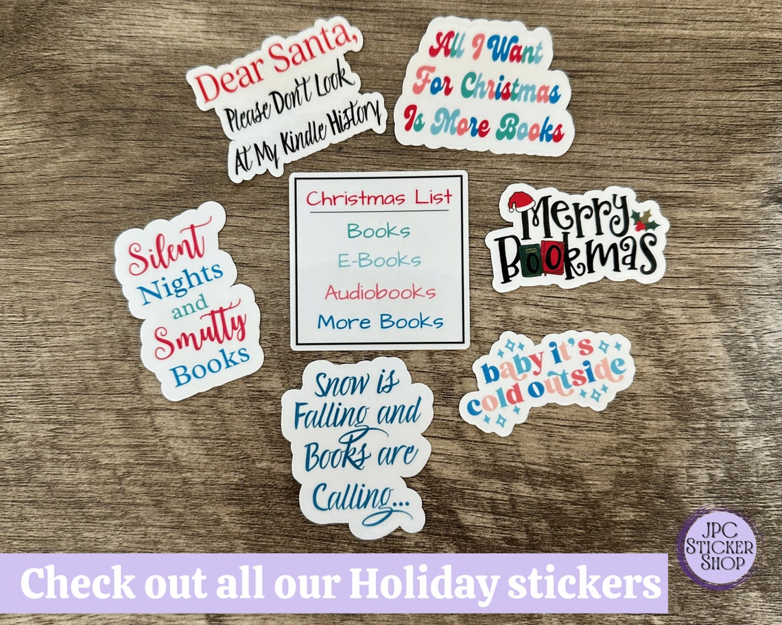 Christmas Bookish Sticker, Bookish Gift, Kindle Sticker, Book Sticker ...