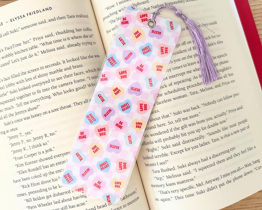 Valentine's Hearts, Handmade Bookmark, Sweetheart Candy Bookmark, Book ...