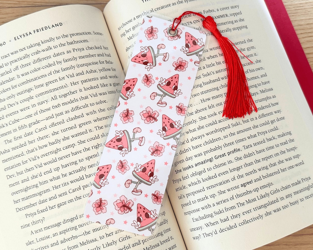 Retro Watermelon Bookmark, Handmade Bookmark, Floral, Bright Bookmark ...