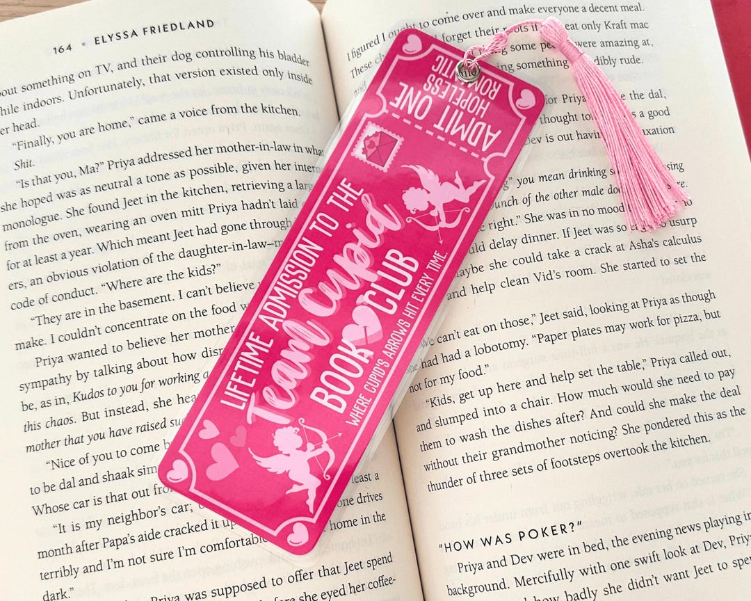 Team Cupid Book Club, Hearts, Handmade Bookmark, Book Club, Valentine ...