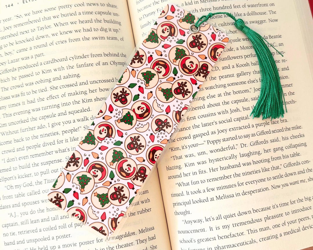 Christmas Cookie Bookmark, Handmade Bookmark, Holiday Bookmark, Snowman ...