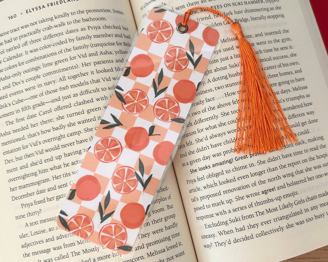 Oranges Bookmark, Handmade Bookmark, Fruit, Bright Bookmark, Book Lover ...