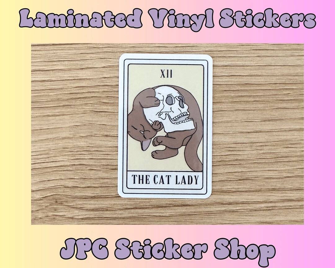 Cat Lady Tarot Card Sticker, Vinyl Stickers, Kindle Sticker, Book Lover ...