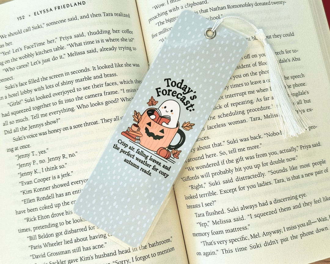 Autumn Pumpkin and Ghost Bookmark, Handmade Bookmark, Leaves, Fall ...