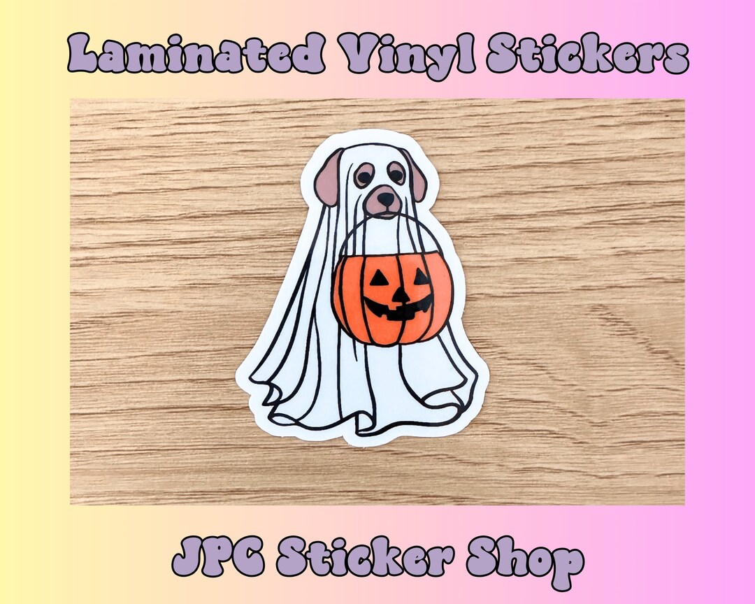 Spooky Ghost Dog Sticker, Halloween Vinyl, Spooky Sticker, Sticker for ...