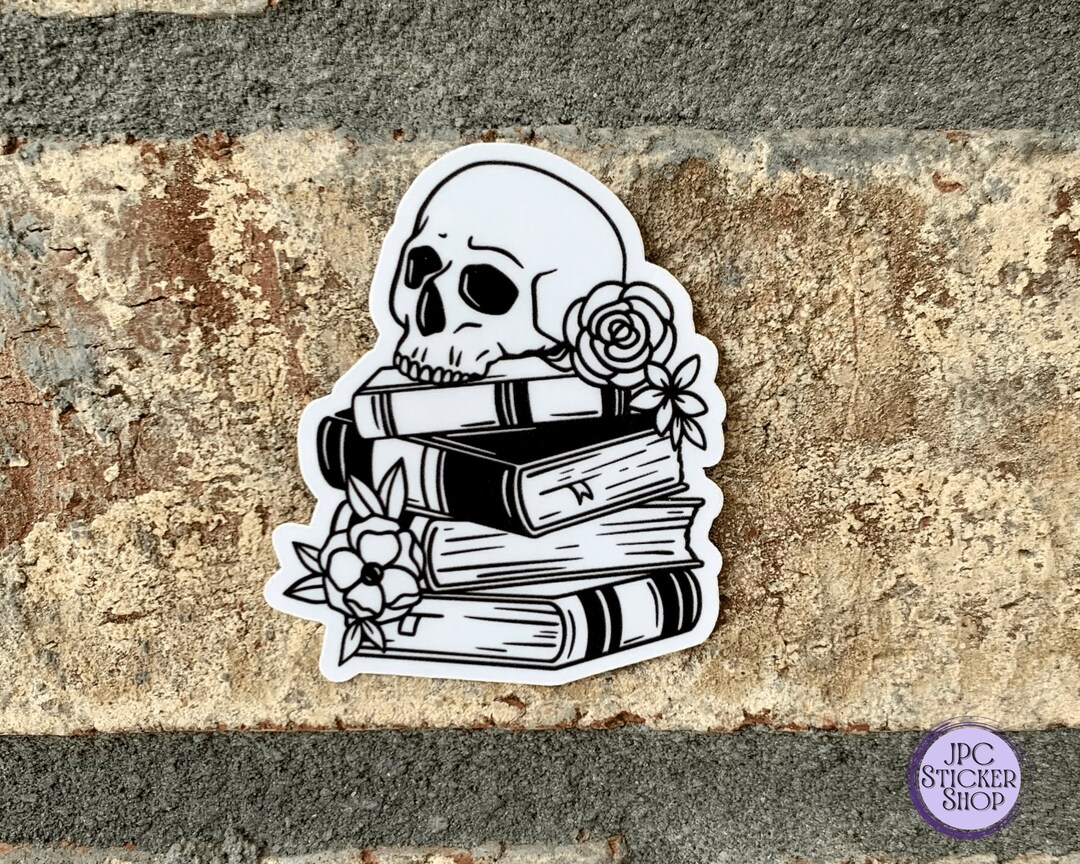 Skeleton Vinyl Sticker Halloween Book Sticker Stickers for - Etsy