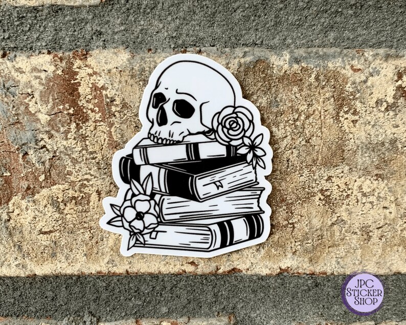 Skeleton Vinyl Sticker Halloween Book Sticker Stickers for - Etsy