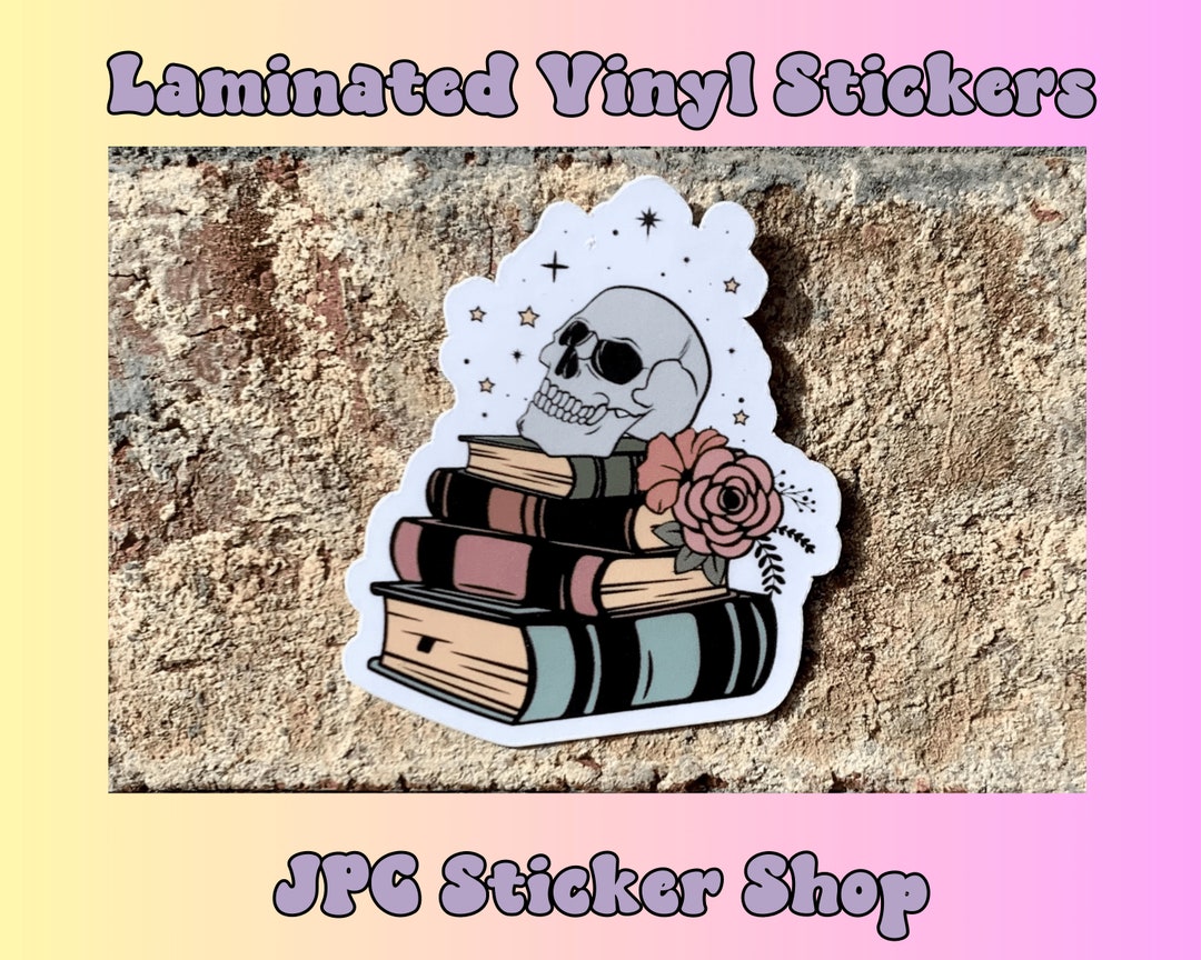 Skeleton Vinyl Sticker, Halloween Book Sticker, Stickers for Laptop ...