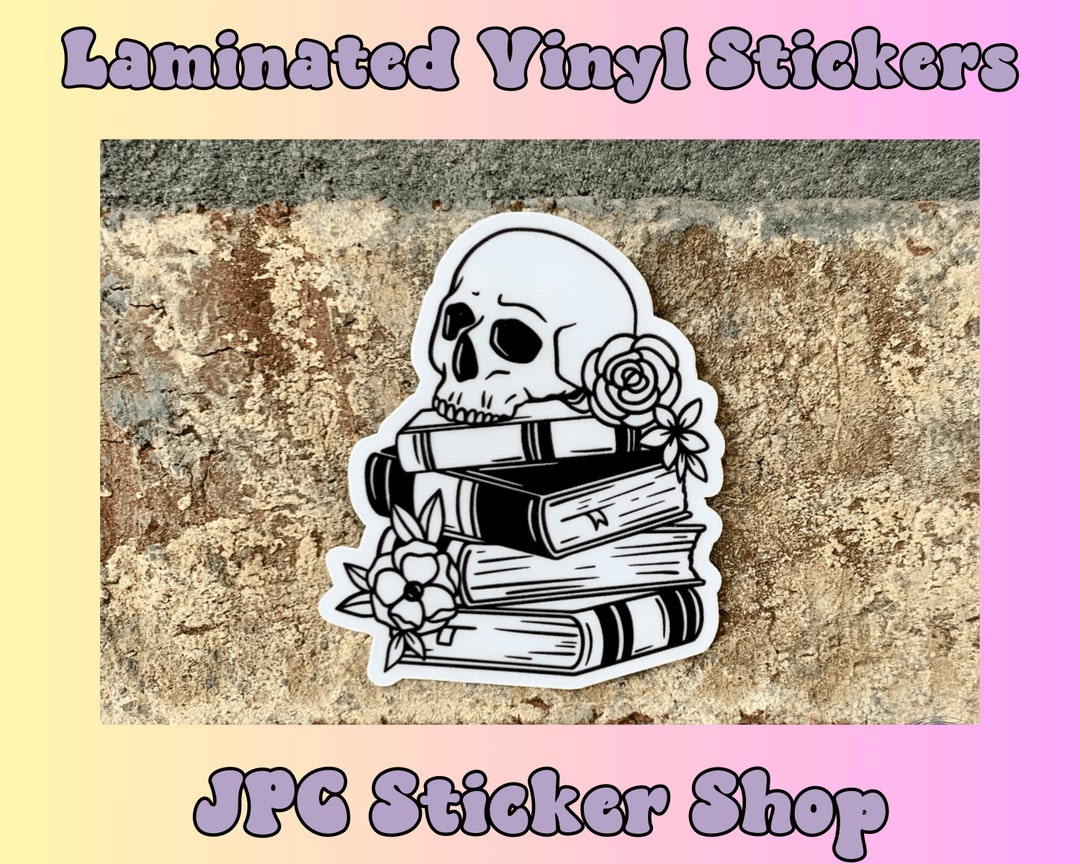 Skeleton Vinyl Sticker, Halloween Book Sticker, Stickers for Laptop ...