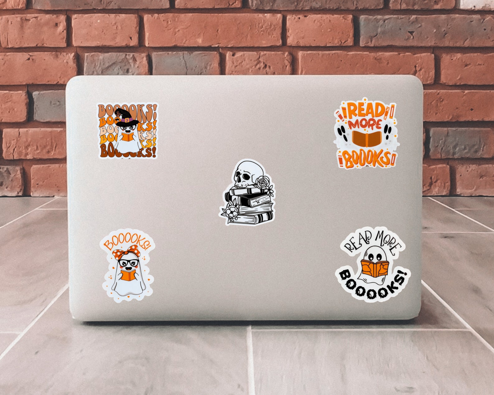 Skeleton Vinyl Sticker Halloween Book Sticker Stickers for - Etsy