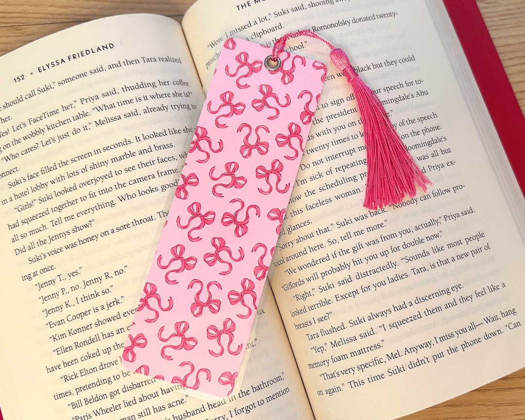 Pink Bows and Ribbons Bookmark, Handmade Bookmark, Spring Bookmark ...