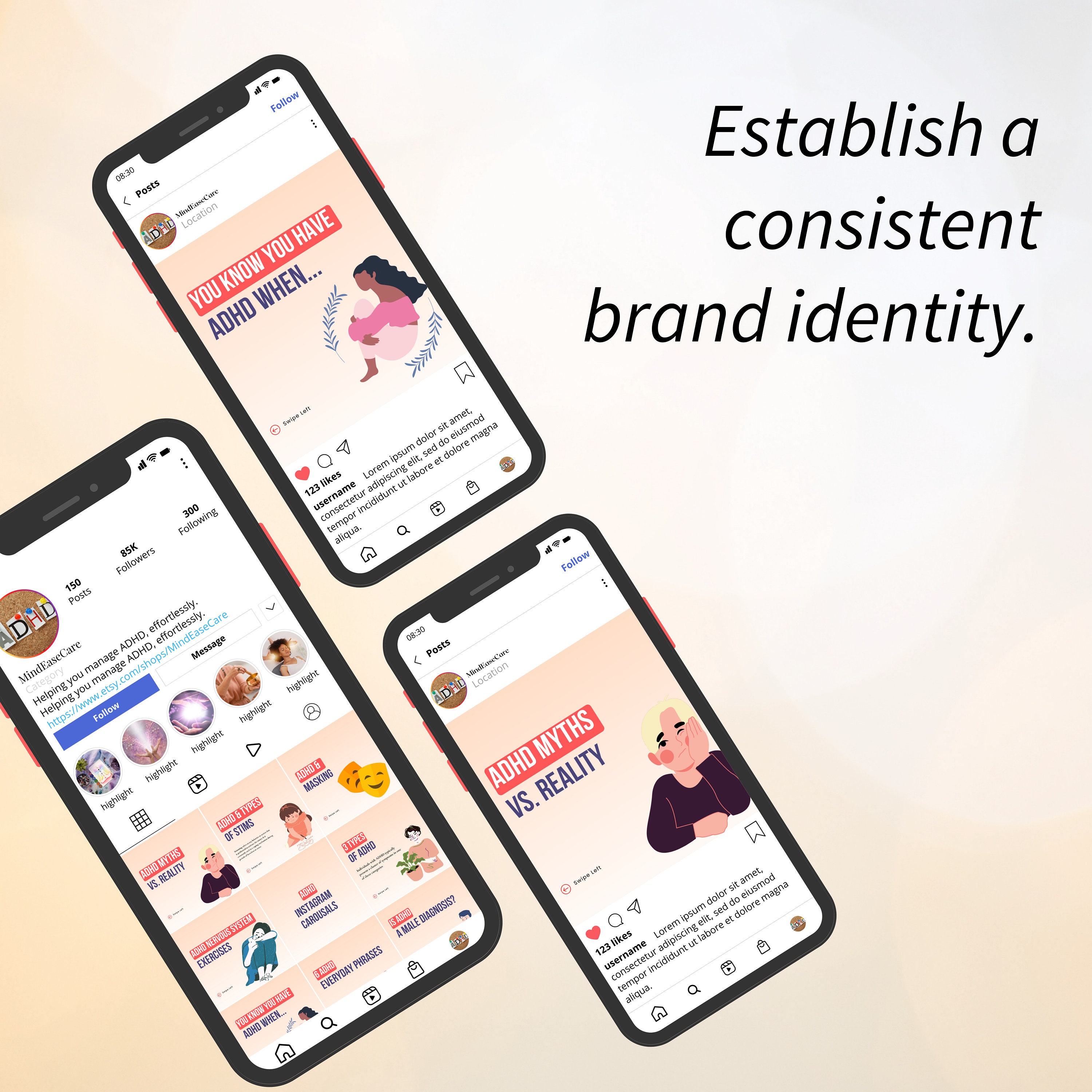 Adhd Instagram Carousals Template Canva ADHD Eductional Content Adhd ...