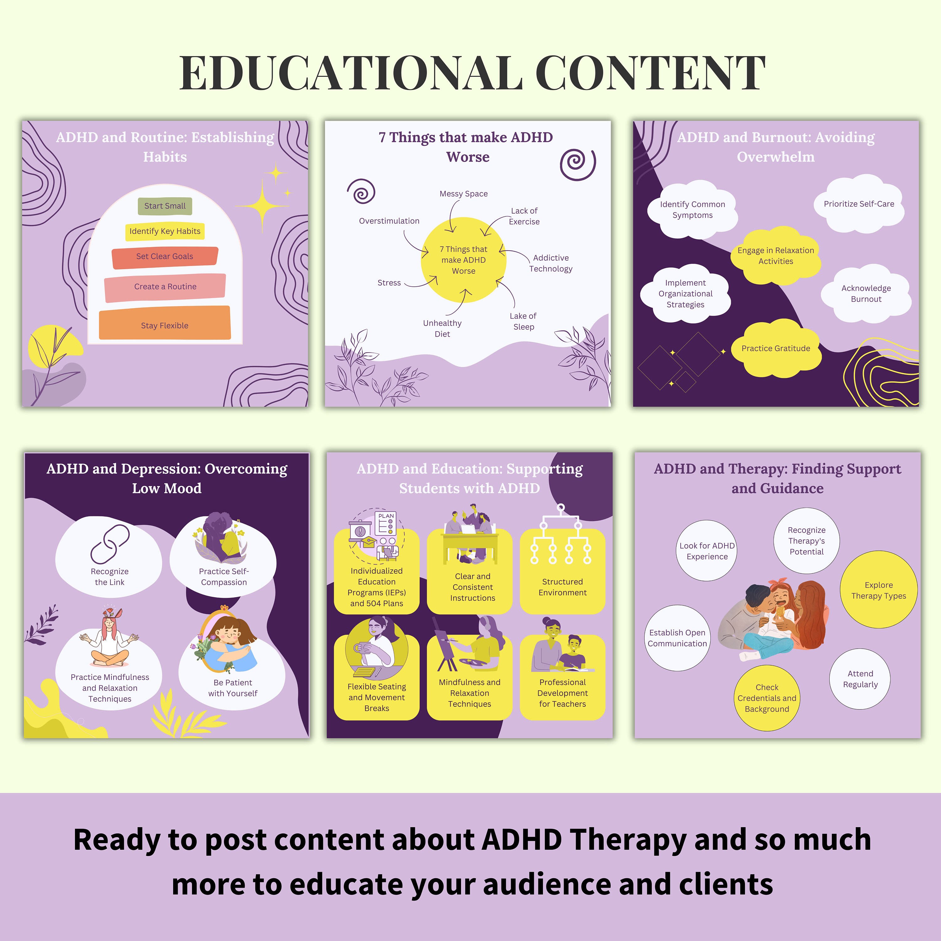 100 Editable ADHD Educational Instagram Posts | Canva Templates - Etsy