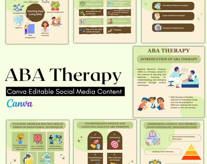 ABA Therapy Templates Canva Editable ABA Therapy Educational Content ...