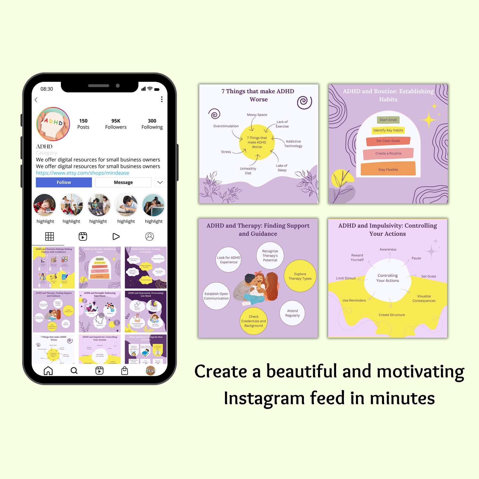 100 Editable ADHD Educational Instagram Posts | Canva Templates - Etsy
