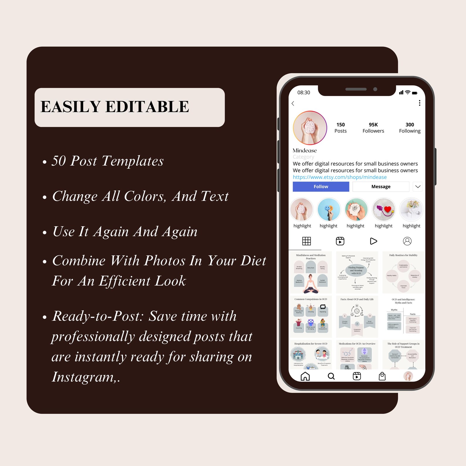 Obsessive-compulsive Disorder | OCD Instagram Post Templates | 50 ...