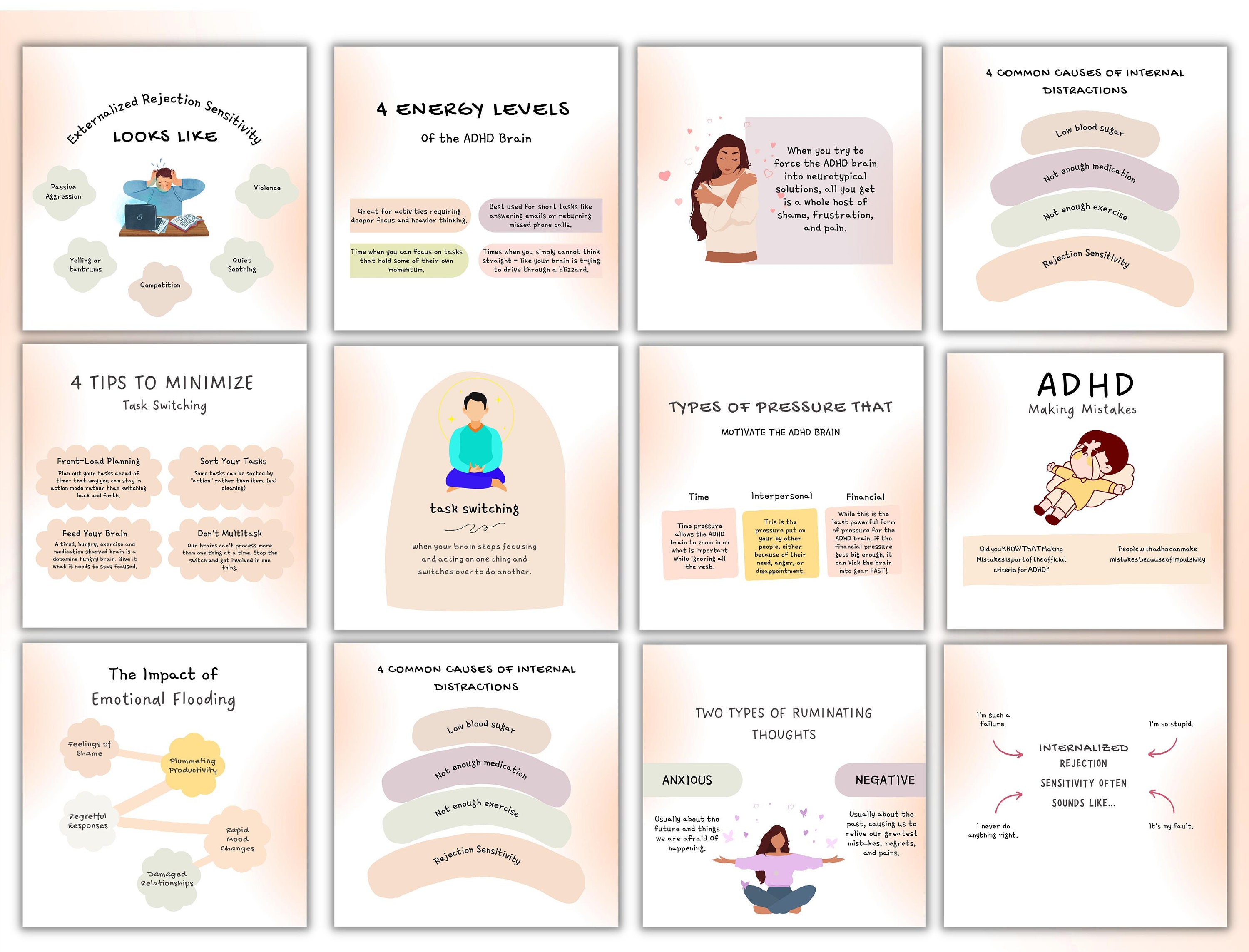 ADHD Instagram Post Template Canva Editable | ADHD Content | Adhd Coach ...