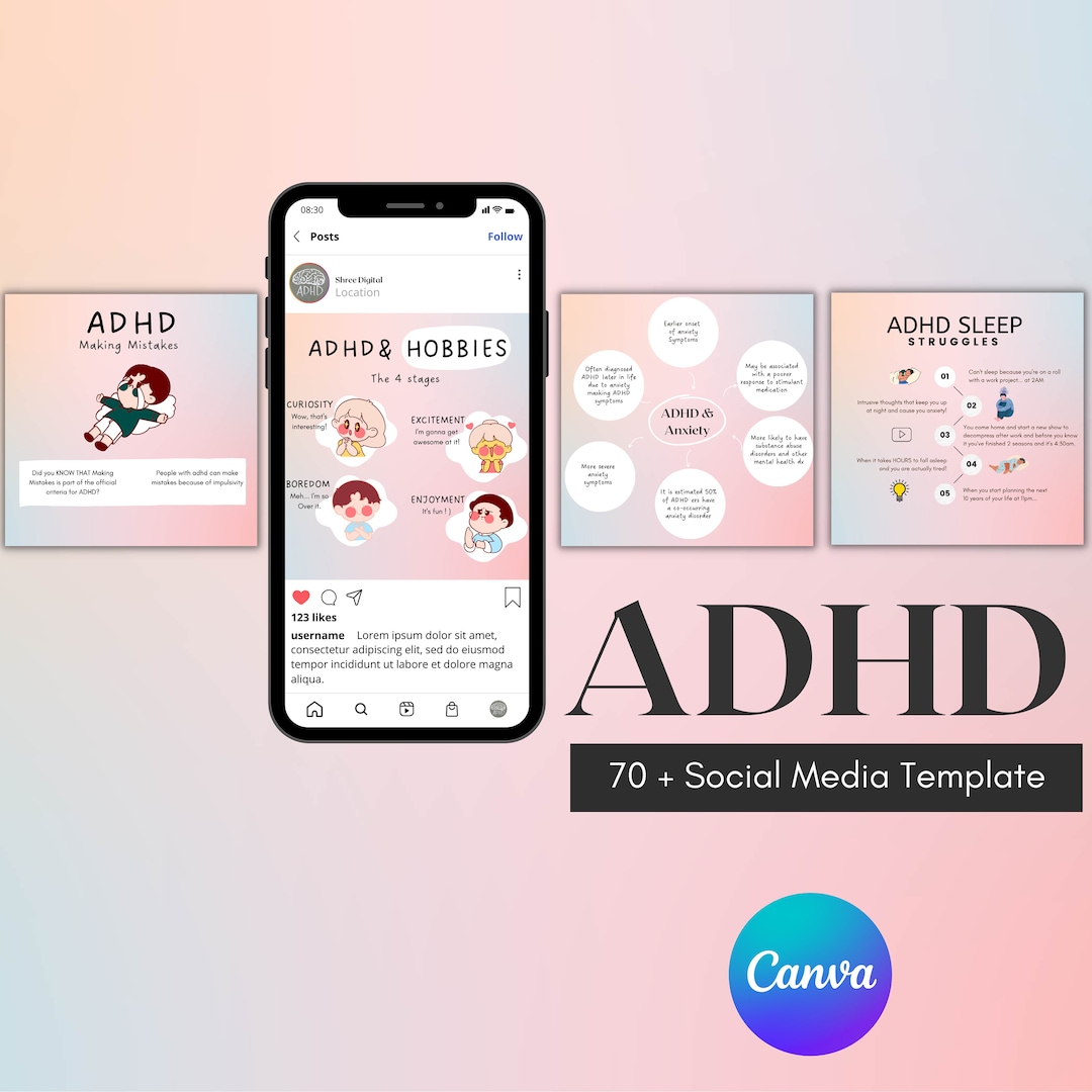 70 Engaging ADHD Canva Templates: Promote Awareness & Support ADHD ...