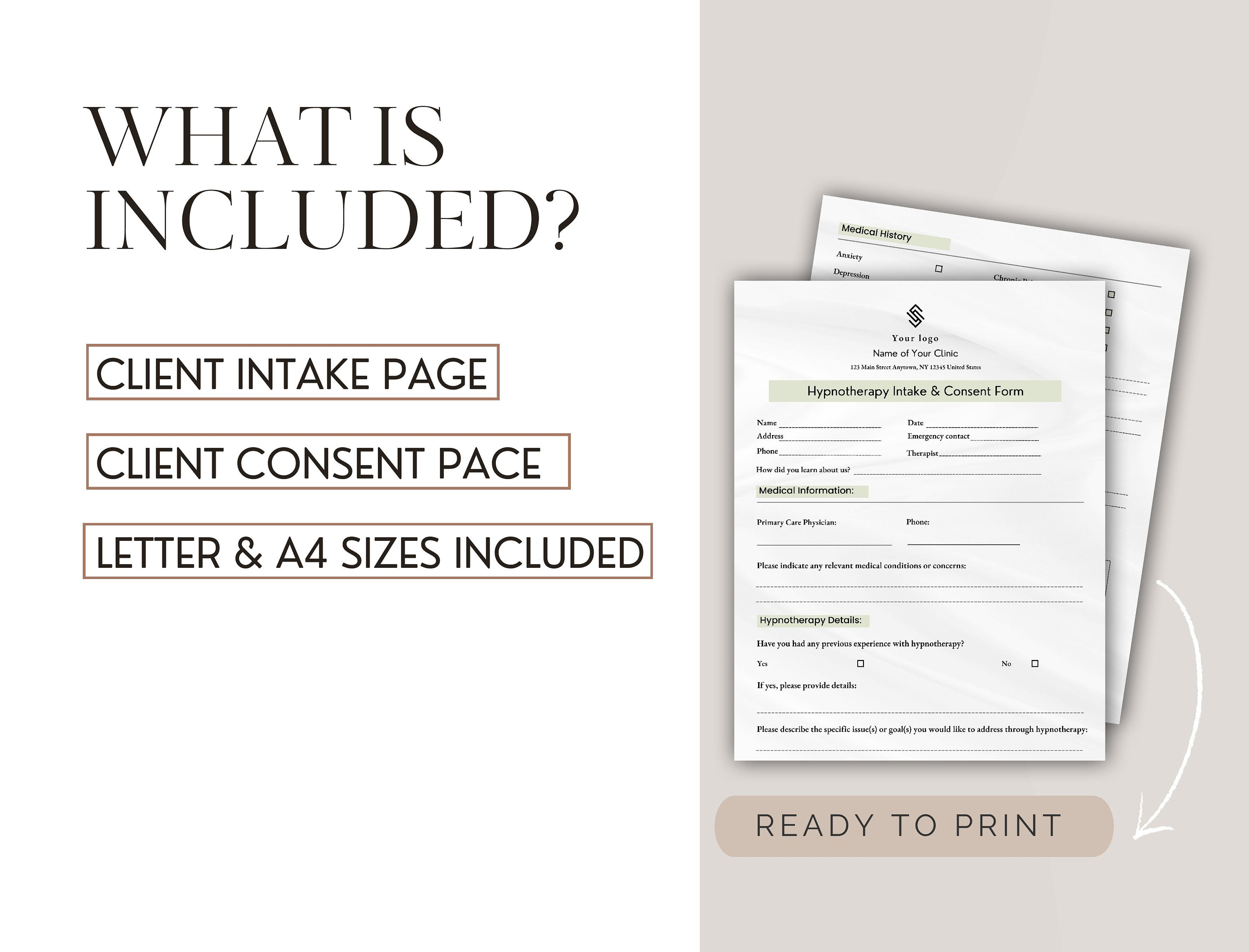 Hypnotherapy Intake Form | Hypnotherapy Consent Form | Hypnotherapy ...