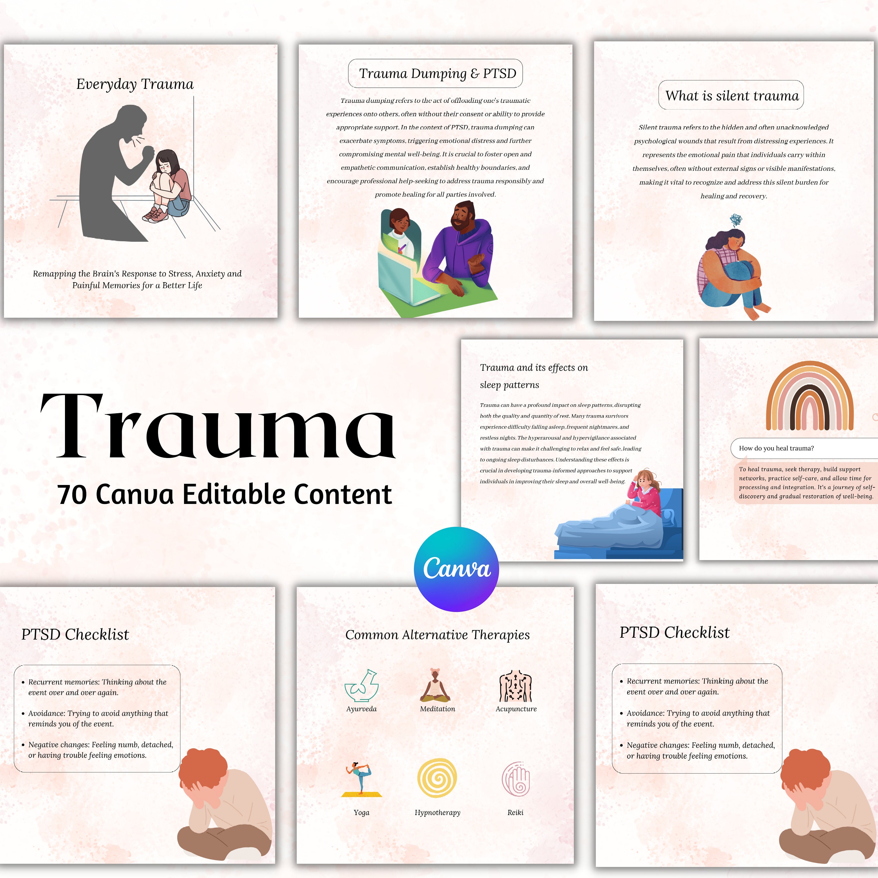 70 Trauma Templates | Canva Editable Trauma Educational Content ...