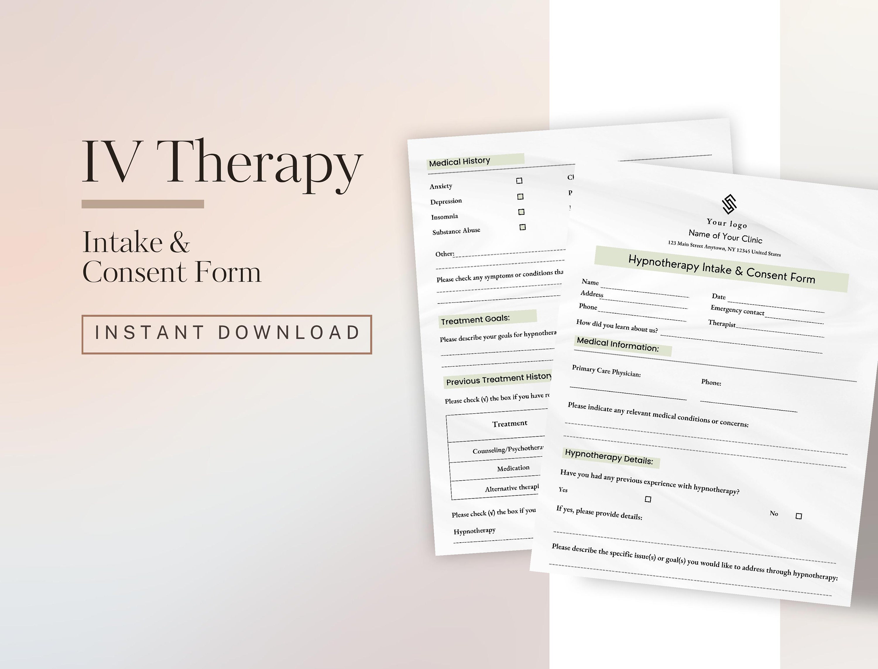 Hypnotherapy Intake Form | Hypnotherapy Consent Form | Hypnotherapy ...