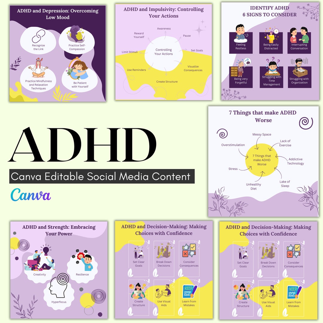 100 Editable ADHD Educational Instagram Posts | Canva Templates - Etsy
