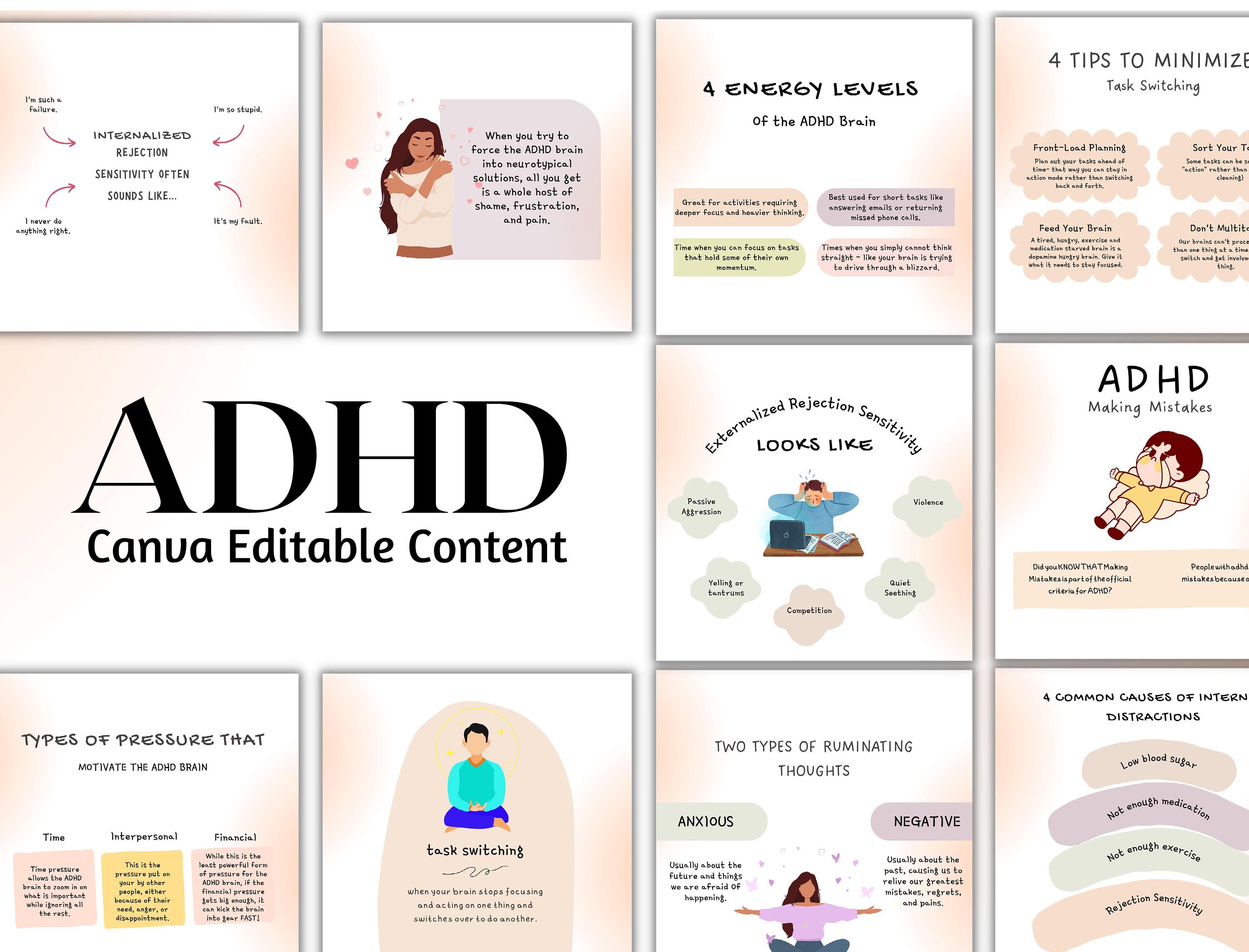 ADHD Instagram Post Template Canva Editable | ADHD Content | Adhd Coach - Etsy