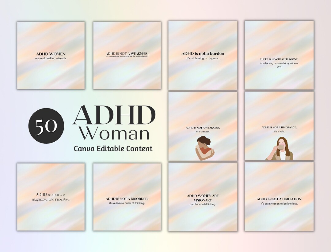 50+ ADHD Quotes for Woman | Adhd Instagram Template | Canva Template ...
