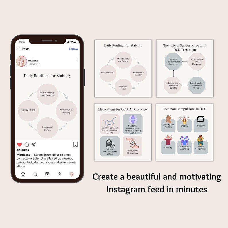 Obsessive-compulsive Disorder | OCD Instagram Post Templates | 50 ...