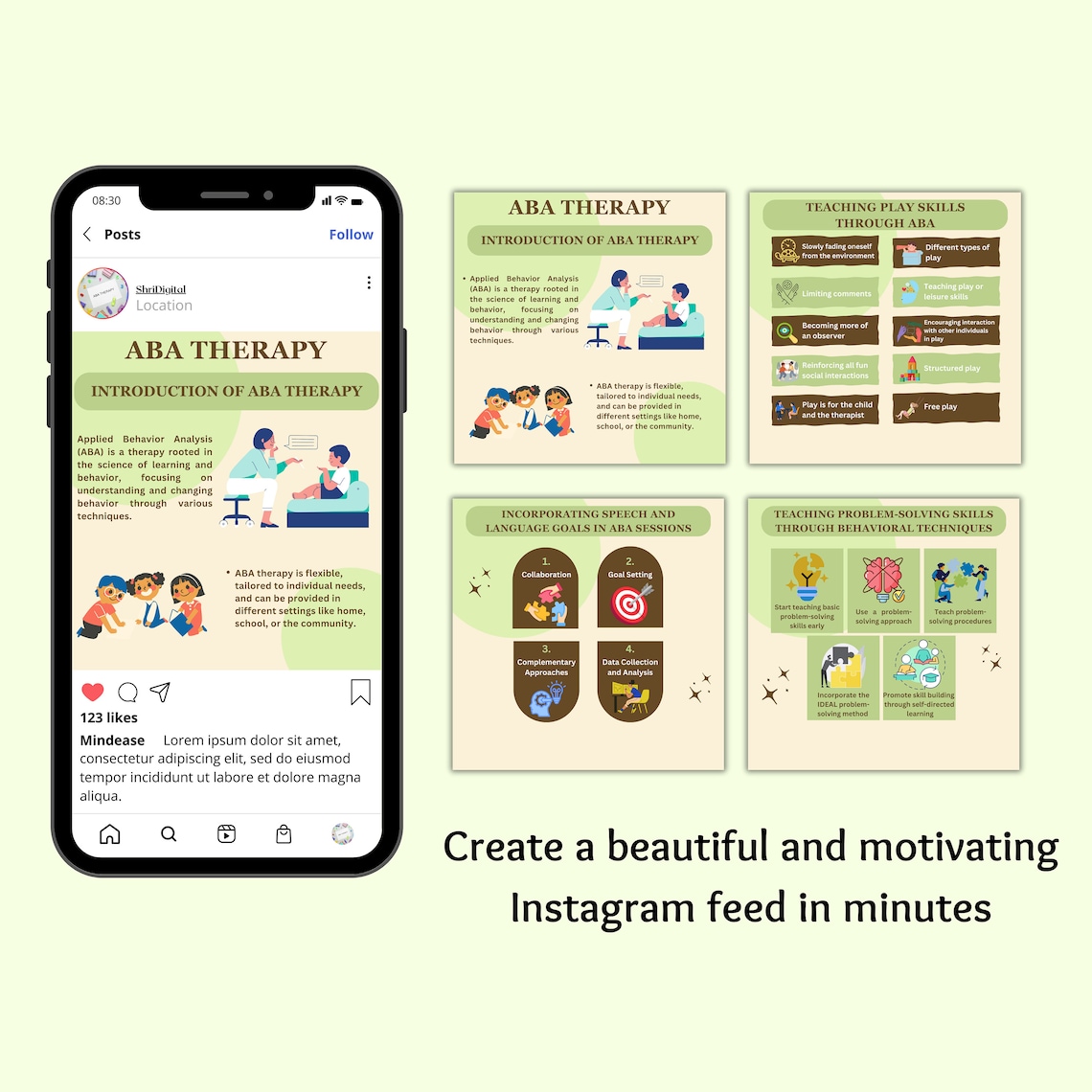 ABA Therapy Templates Canva Editable ABA Therapy Educational Content ...