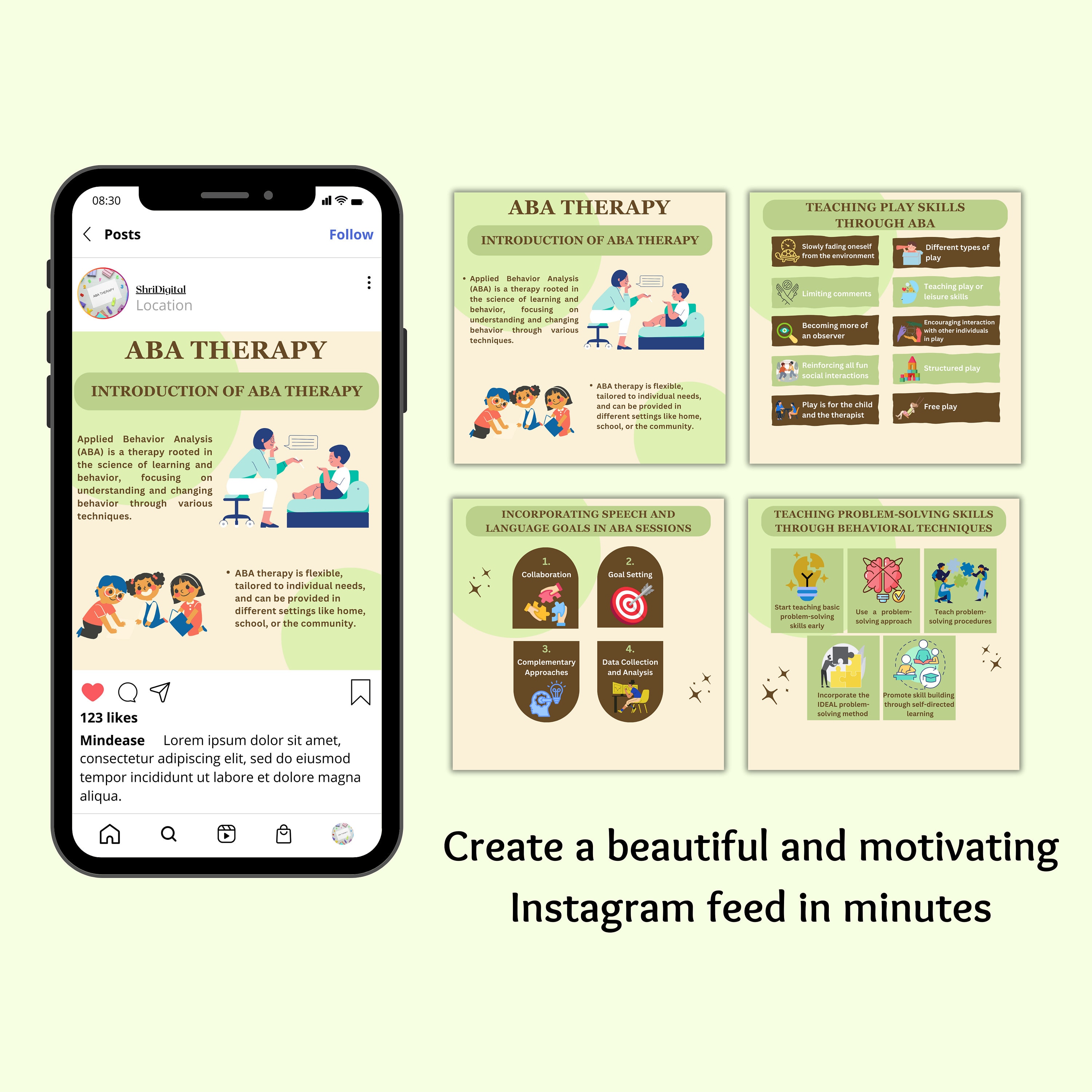 ABA Therapy Templates Canva Editable ABA Therapy Educational Content ...