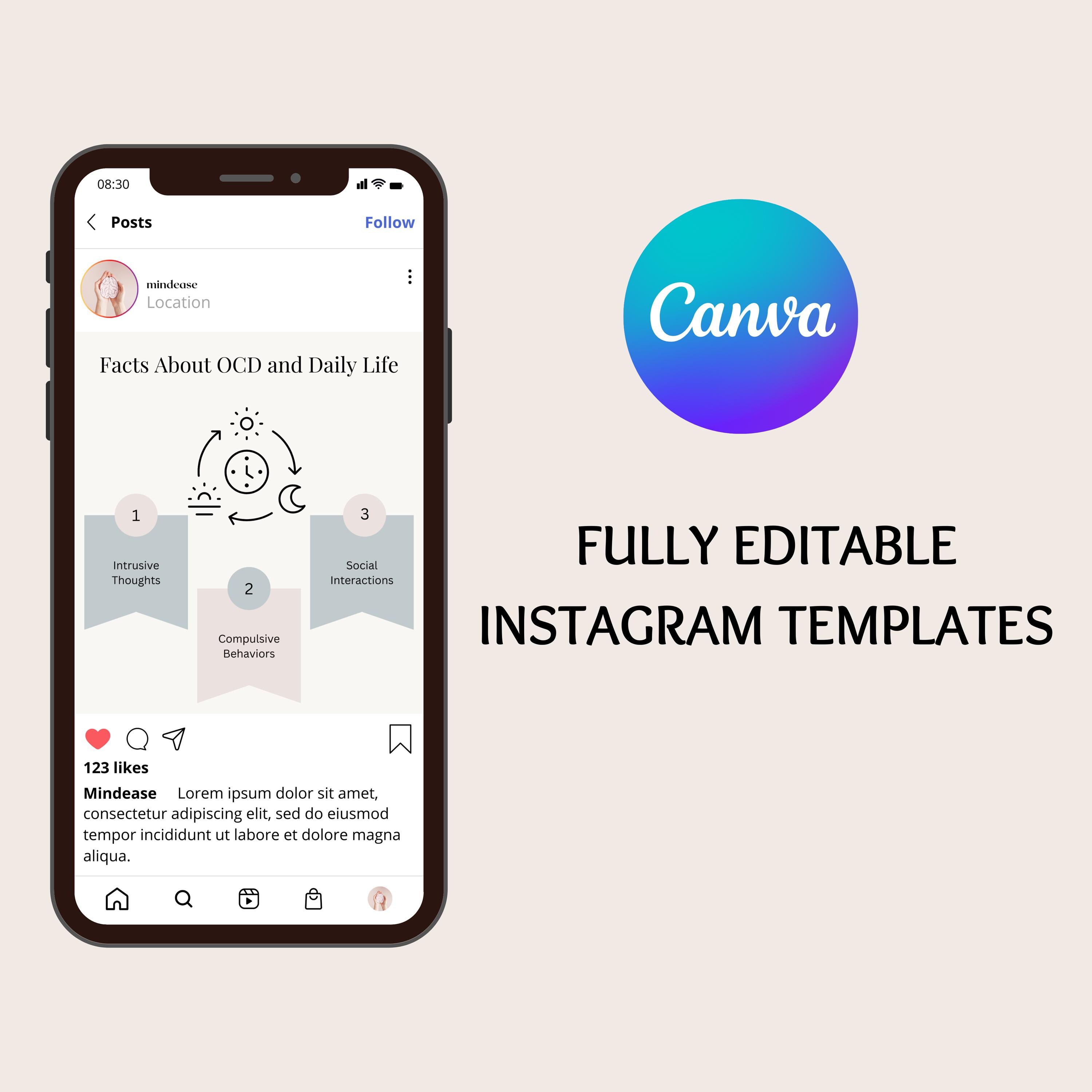 Obsessive-compulsive Disorder | OCD Instagram Post Templates | 50 ...