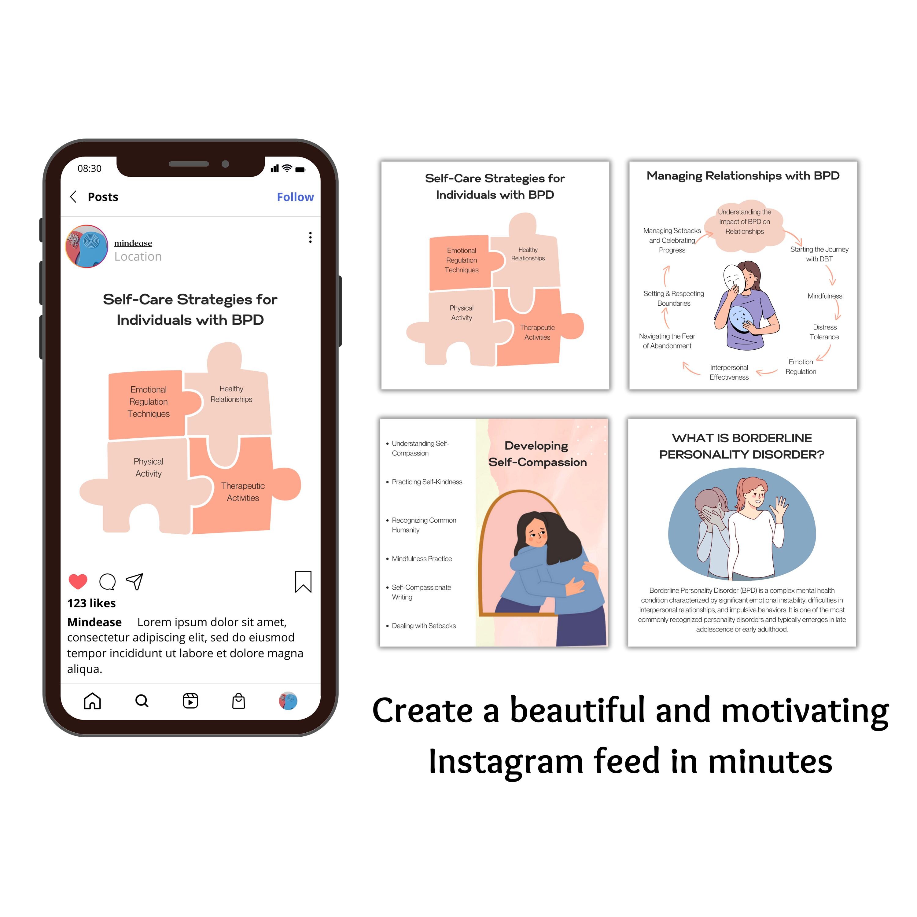 Borderline Personality Disorder Canva Editable Templates BPD Content ...