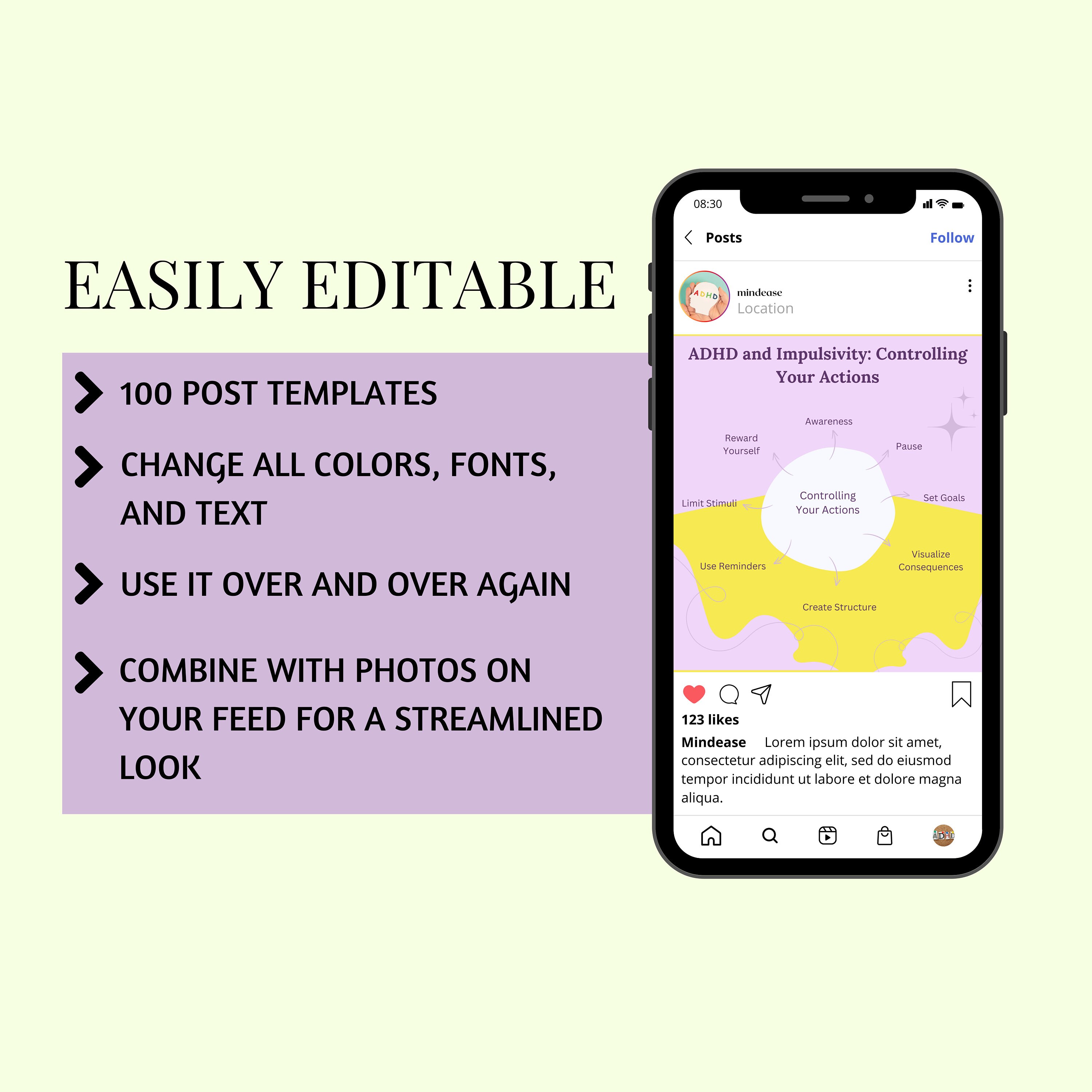 100 Editable ADHD Educational Instagram Posts | Canva Templates - Etsy