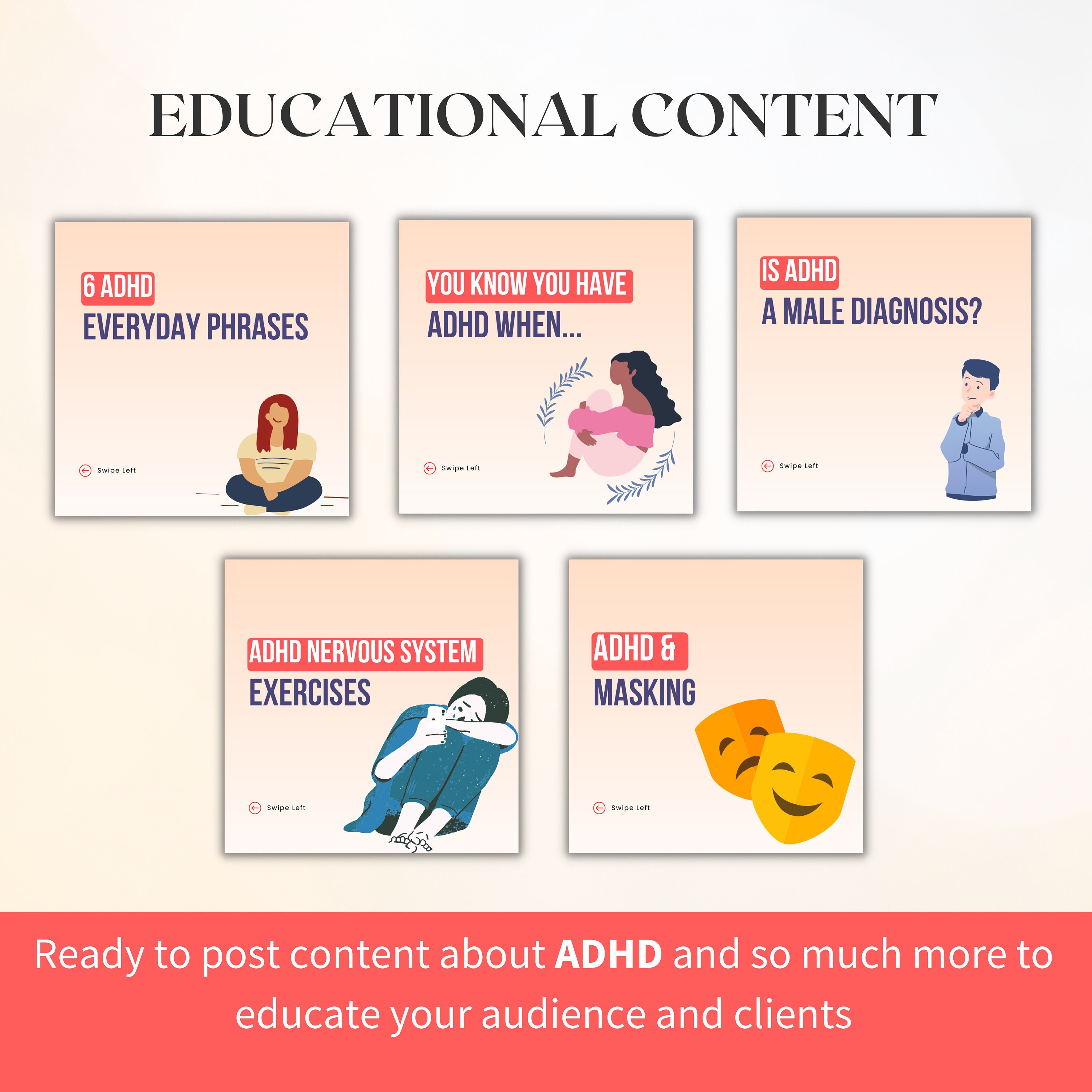 Adhd Instagram Carousals Template Canva ADHD Eductional Content Adhd ...