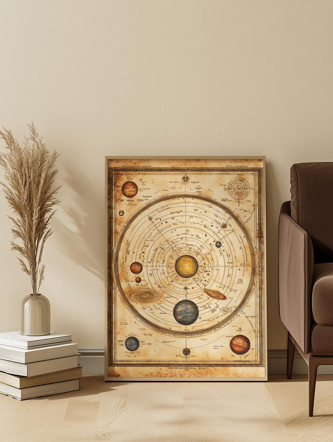 Vintage Solar System Map Print – Antique Celestial Astronomy Poster ...