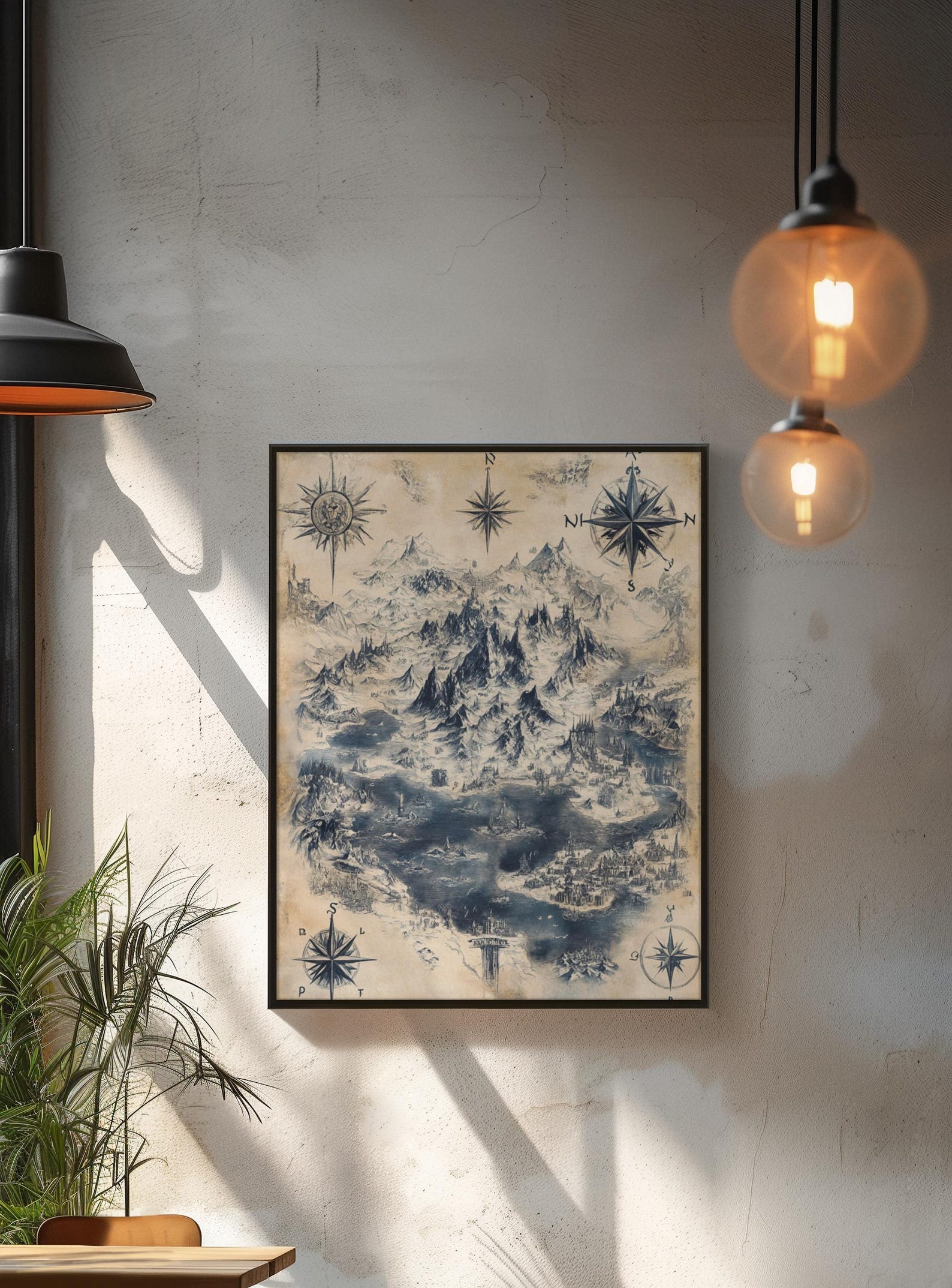 Fantasy World Map Digital Print, Vintage Style RPG Map Poster, Antique ...