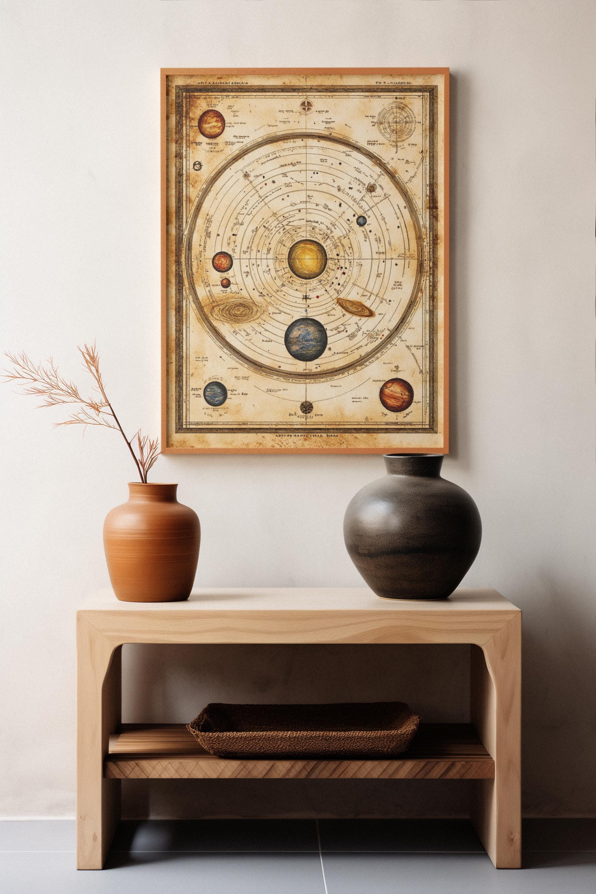 Vintage Solar System Map Print – Antique Celestial Astronomy Poster ...