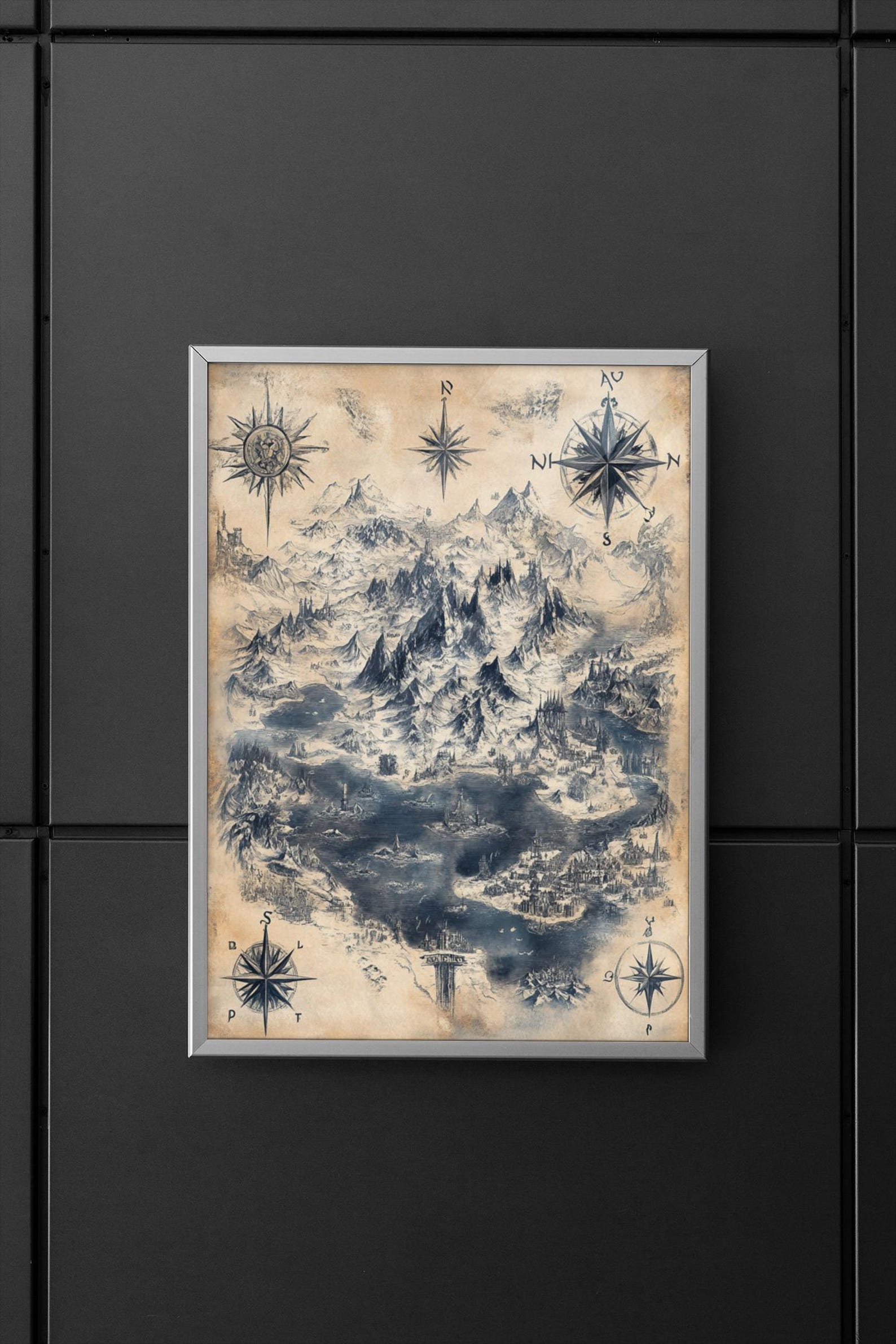 Fantasy World Map Digital Print, Vintage Style RPG Map Poster, Antique ...