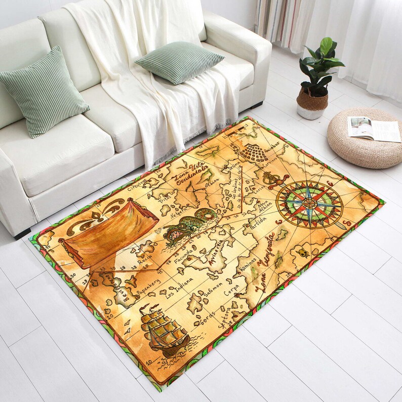 Pirates Rug Map Rug Treasure Map Rug Popular Rug Cool Rug - Etsy