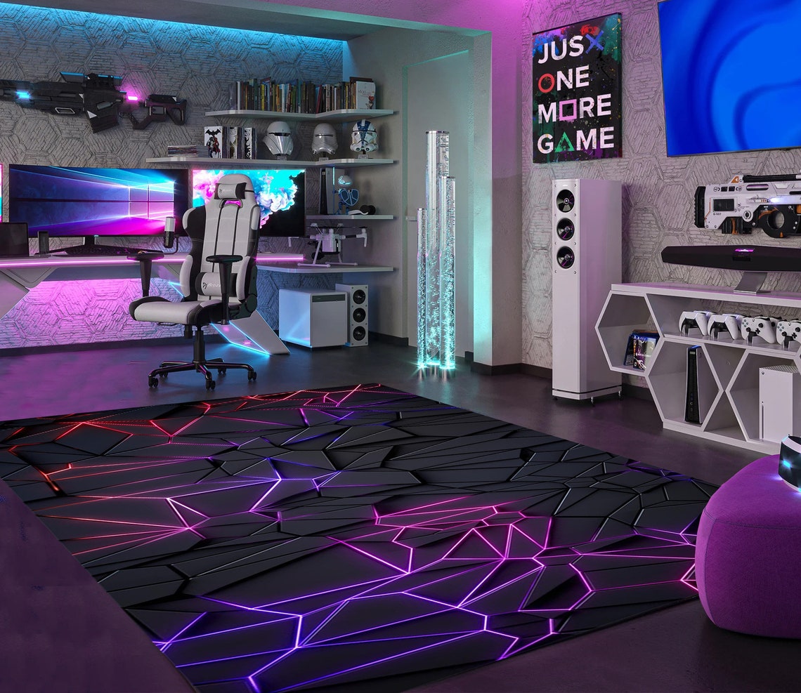 Gaming Room Teppich E-Sport Teppich Neon Look Teppich - Etsy Schweiz