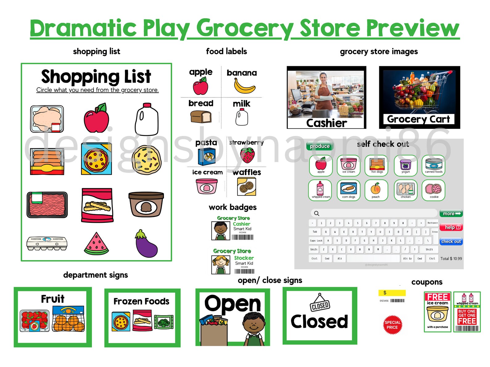 Grocery Store Pretend Play Printable | Dramatic Play (digital Download ...
