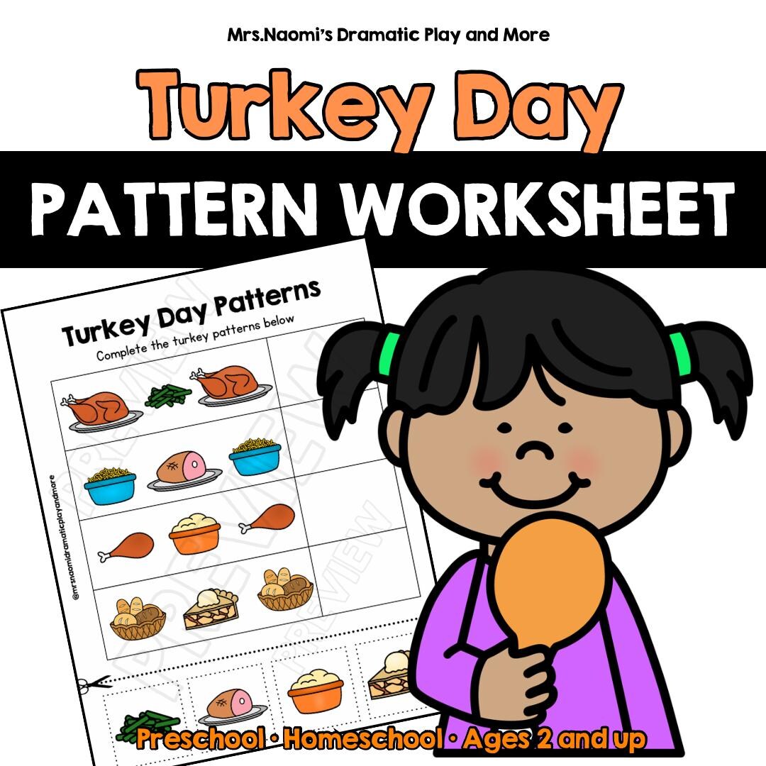 Thanksgiving Pattern Worksheet for Preschool and Homeschool Ages 2 and ...