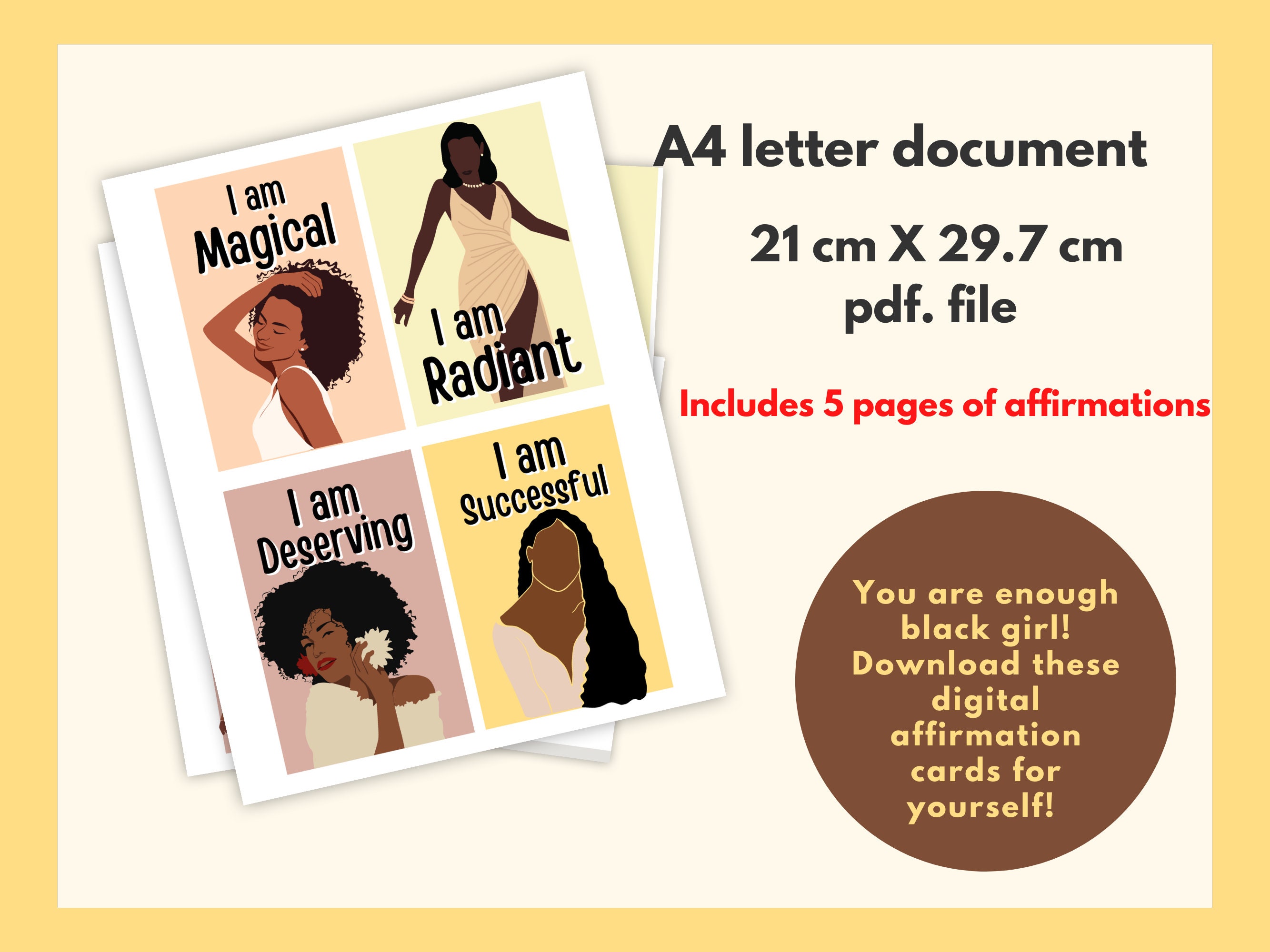 Black Girl Affirmation Cards - Etsy