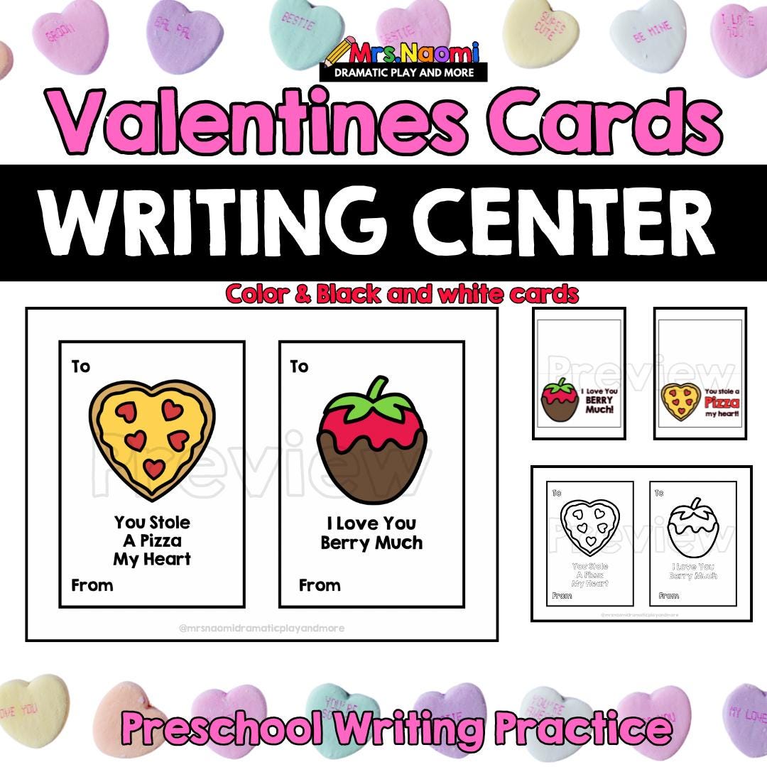 Preschool Valentine Cards Writing Practice Activity for Kids - Etsy
